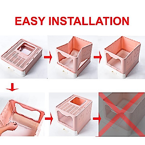 Extra Large Cat Litter Box with Lid Litter Box Enclosure Covered Cat Litter Box Self Cleaning Cat Litter Box Top Entry with Scoop Easy Clean Llitter Box Pink