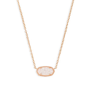 Kendra Scott Elisa Pendant Necklace for Women, Fashion Jewelry, 14k Rose Gold-Plated, Iridescent Drusy