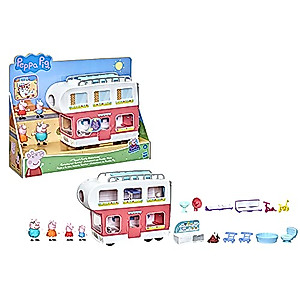 Peppa Pig Peppa’s Adventures Peppa’s Family Motorhome Preschool Toy, Vehicle to RV Playset, Plays Sounds and Music, Ages 3 and up