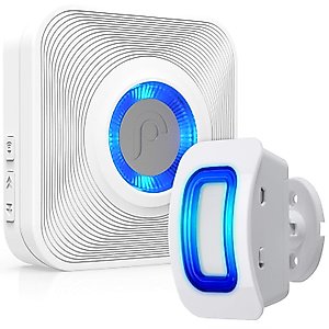 Fosmon WaveLink Door Chime Driveway Alarm Guard Wireless Motion Sensor (500 Feet, 58 Tunes, 5 Volume Levels, LED Indicators) Motion Detector Home/Business/Store Entrance Alert (1 Receiver + 1 Sensor)