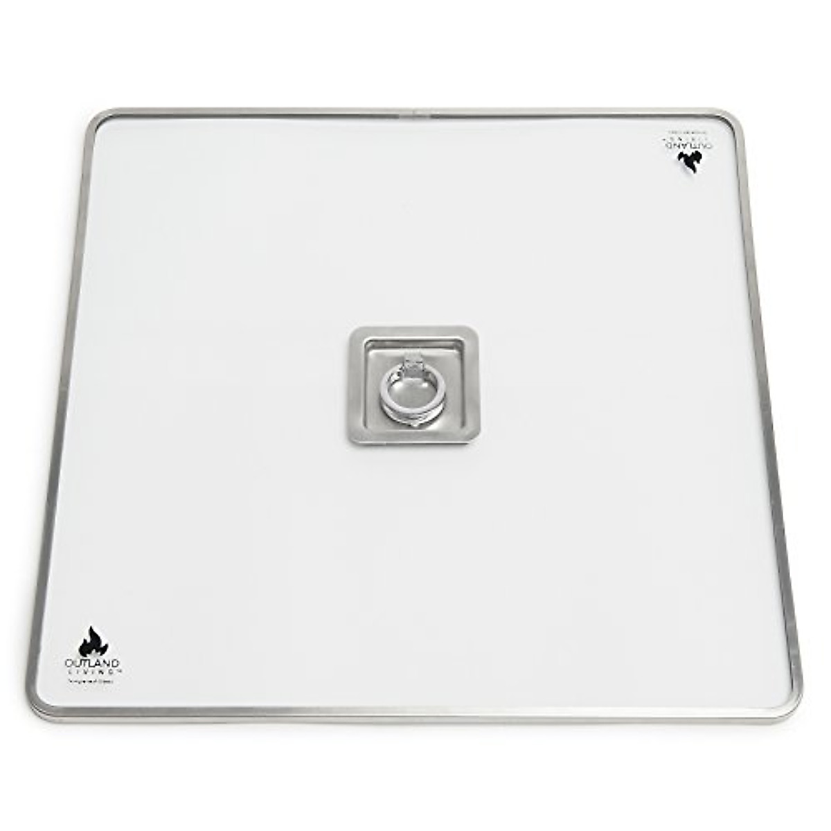 Outland Fire Table Tempered Glass Lid Insert for 36-Inch Square Series 410 Outdoor Propane Fire Pit Tables, Square 17-Inch x 5/16-Inch - Includes Bracket Set for Vertical Easy Slide Interior Storage