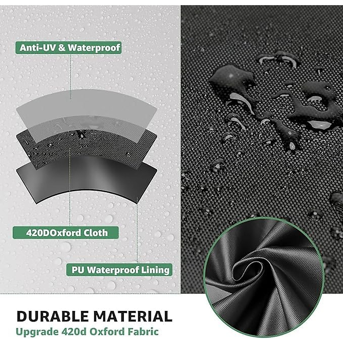 Garden Cushion Storage Bag 420D Waterproof 68" Rectangular Outdoor Patio Cushion Storage Bag — Outdoor Cushion Storage Bag with Zipper and Handles Extra Large Storage Bags 68" L x 29" H x 20" W Black