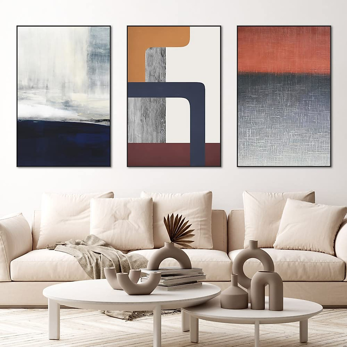 FCHUI Framed Canvas Wall Art Set, Minimalism Abstract Oil Painting Photo Modern Posters Prints Ready to Decor Hanging Living Room Bedroom Bathroom Office Home Wall Decor
