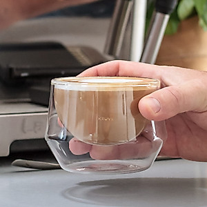 KRUVE IMAGINE Milk Drink Glass, Hand Made, Double-wall, Set of Two (10oz/300ml Latte Plus)