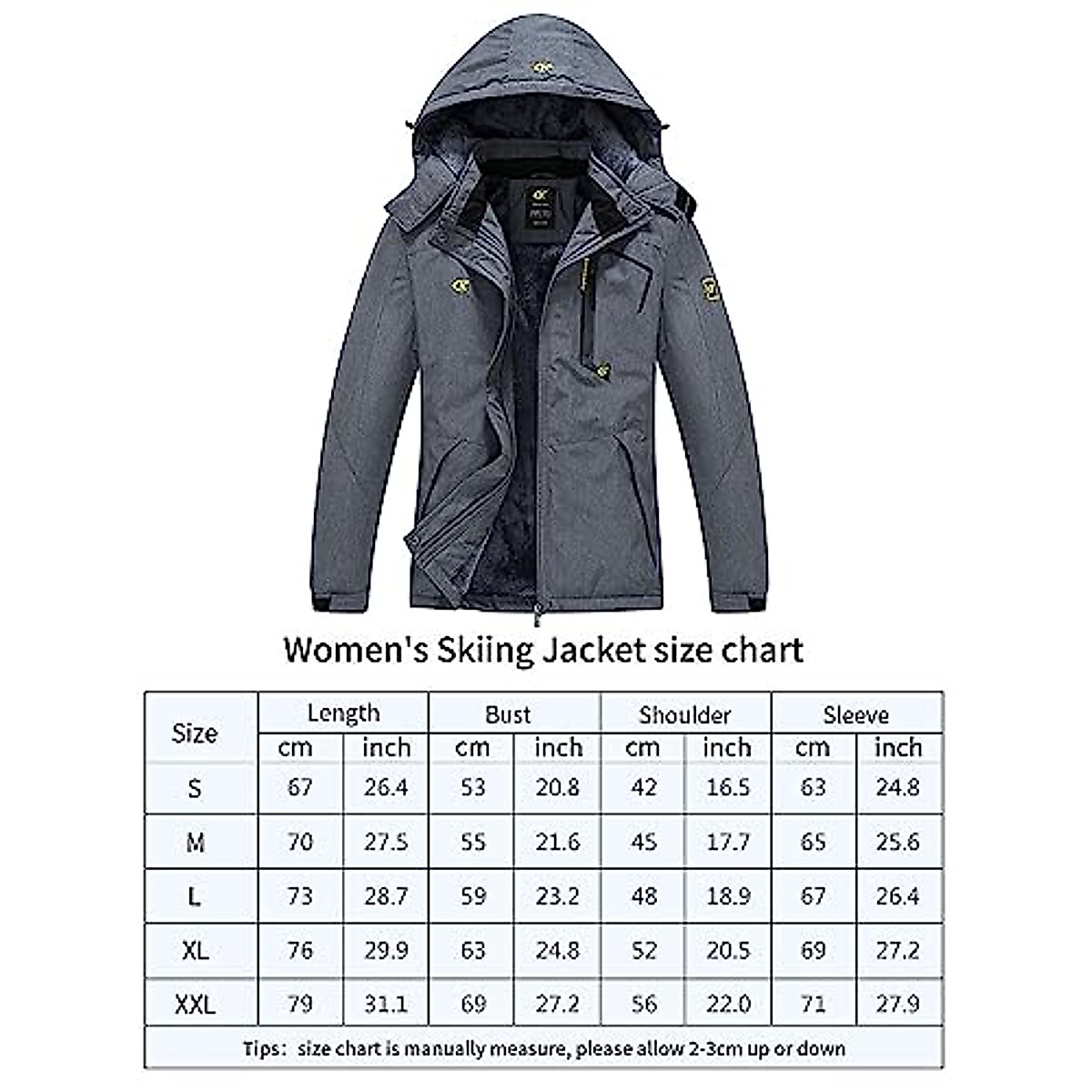 Pdbokew Women's Skiing Snowboarding Jackets Fleece Hood Mountain Snow Coat