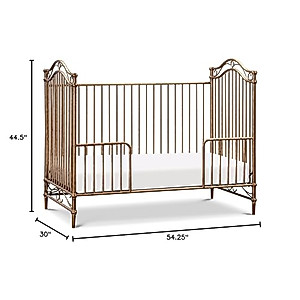Namesake Camellia 3-in-1 Convertible Metal Crib in Vintage Gold, Greenguard Gold Certified