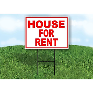 HOUSE FOR RENT RED WHITE - Single Sided Yard Sign ROAD SIGN with Stand