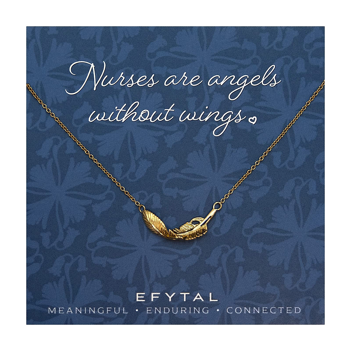 EFYTAL Nurse Gifts for Women, Sterling Silver or Gold Plated Feather Necklace, RN Gifts for Nurses, Gift for Practitioner, Graduation, School Nurse, Registered Nurse (14k Gold Plated)