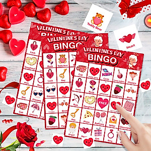 Valentines Day Large Size Bingo Game Card for Kids/Adults, 24 Players - Valentine Game for Family/School Classroom/Large Group, Valentine Party Favor for Boy/Girl