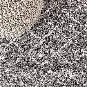 JONATHAN Y MOH208C-28 Aksil Moroccan Beni Souk Indoor Farmhouse Area-Rug Bohemian Minimalistic Geometric Easy-Cleaning Bedroom Kitchen Living Room Non Shedding, 2 ft x 8 ft, Gray/Cream