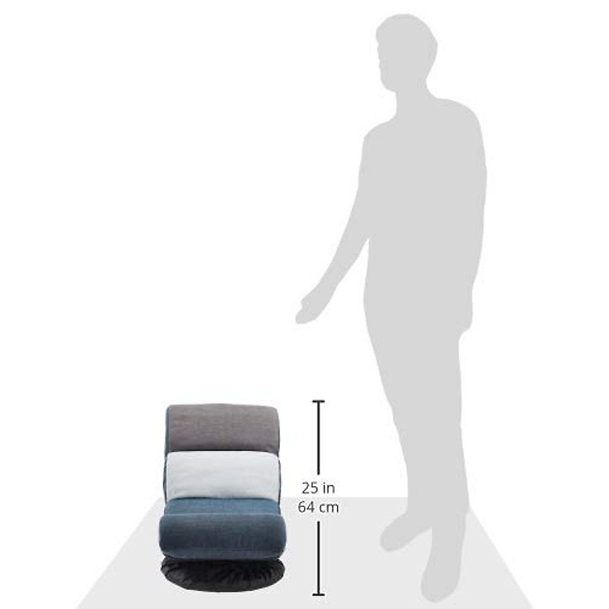 Amazon Basics Swivel Compact Adjustable Foam Floor Chair, Blue, White, Grey, 26"D x 16.5"W x 20.5"H