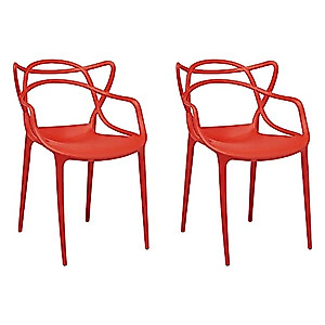 CangLong Cross Back Dining Chair Casual Chair for Restaurants, Cafes, Kitchens, Dining Rooms Set of 2, Rust