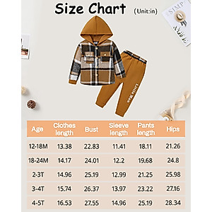 DISAUR Toddler Boy Clothes 12M-5T Plaid Long Sleeve Hoodie Sweatshirt+Letter Print Pants 2PCS Fashion Fall Outfit Sets