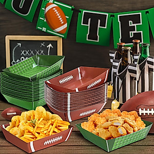 Sawowkuya 36Pcs Football Party Supplies Food Boats Paper Disposable Serving Trays Bowls for Birthday Sport Game