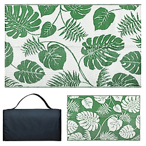 NFECO Reversible Rugs Plastic Rug Outdoor Rug Lightweight Outside Mats ModernOutdoor Rug for Patio Portable Mats for RV Backyard Deck Picnic Beach (4x6, Green)