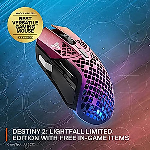 SteelSeries Aerox 5 Wireless – Destiny 2: Lightfall Edition – Lightweight 74g Gaming Mouse – 18000 CPI – TrueMove Air Optical Sensor – Water Resistant – 180+ Hour Battery Life – Free in-Game Items