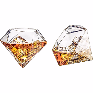 The Wine Savant Diamond Whiskey Glasses, Scotch, Bourbon or Wine Glasses, Set of 2 10 oz Old Fashion Elegant Spirits Glasses