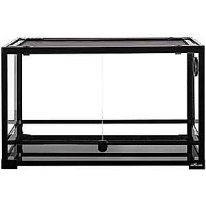 TRIXIE 41 Gallon Glass Terrarium, Double Hinged Doors, Mesh Top, Waterproof Base, Black