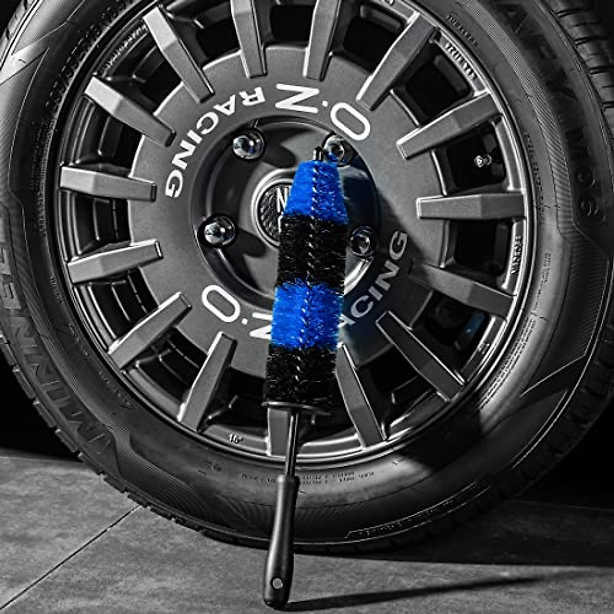 SGCB Car Wheel Rim Detailing Brush for Vehicle, 17 inch Long Auto Soft Bristle Wheel Cleaner Brush No Scratch Tire Rim Scrub Brush Alloy Wheel Shining Washing Scrub Brush Easy Reaching Inside Deep Rim