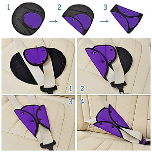 AK KYC 2 Pack Seatbelt Adjuster for Kids Car Child Seatbelt Adjusters Belt Cover Strap Protector Pad for Children Baby Adult Shoulder Neck Safety Triangle Positioner Purple + Blue