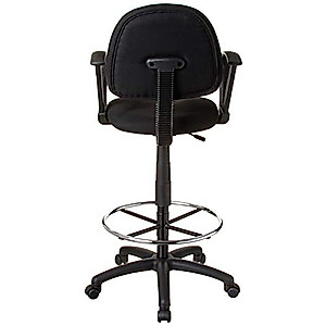 Boss Office Products Ergonomic Works Drafting Chair with Loop Arms in Black