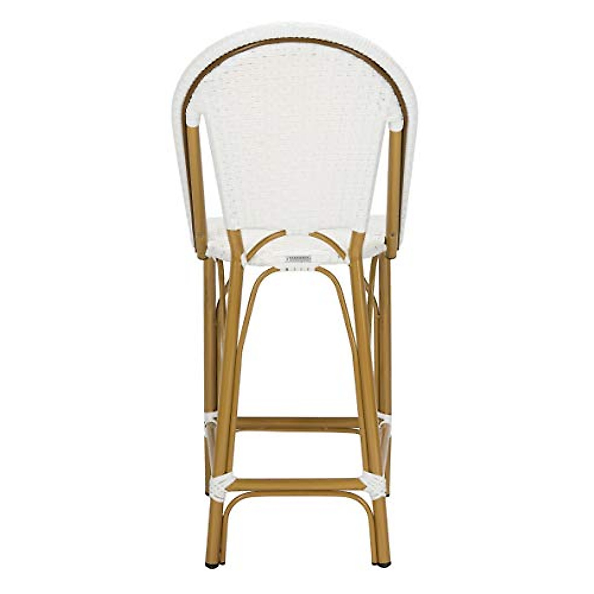 SAFAVIEH PAT4019A Collection Gresley Navy and White Indoor/Outdoor Stacking French Bistro Counter Stool