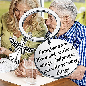 LQRI Caregivers Gifts Daycare Nurse Gift Caretakers Gift Caregivers are Like Angels Without Wings Helping Us Out With So Many Things Babysitter Nanny Caregiver Appreciation Gift (sliver)