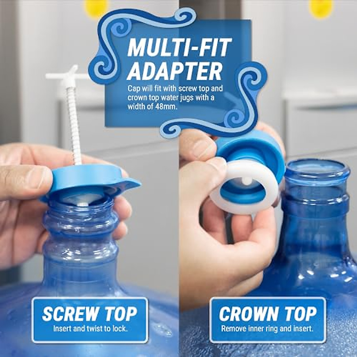 TERA PUMP TRDNC100 Reusable NO-Splash Cap for 5 Gallon Water Bottle and Water Dispensers Without Probe