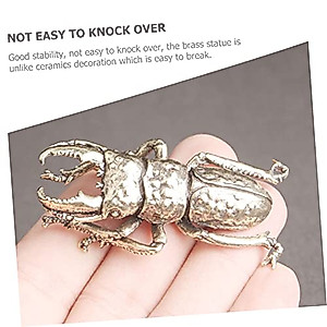 VOSAREA 5pcs Brass Ornament Coraline Decor Figurine Mini Beetle Sculpture feng Shui Prank Props Toys car Dashboard Decorations Tabletop Brass Beatle Decor Bronze Sculpture Desktop