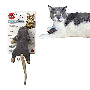 SPOT Flat Mouse Frankie with Catnip - Cat Toy, Fuzzy Mice with Catnip and Crinkle Sound, Perfect Size for Pouncing on, Chasing, Hunting - 5.5in Plush Toys, Assorted Colors