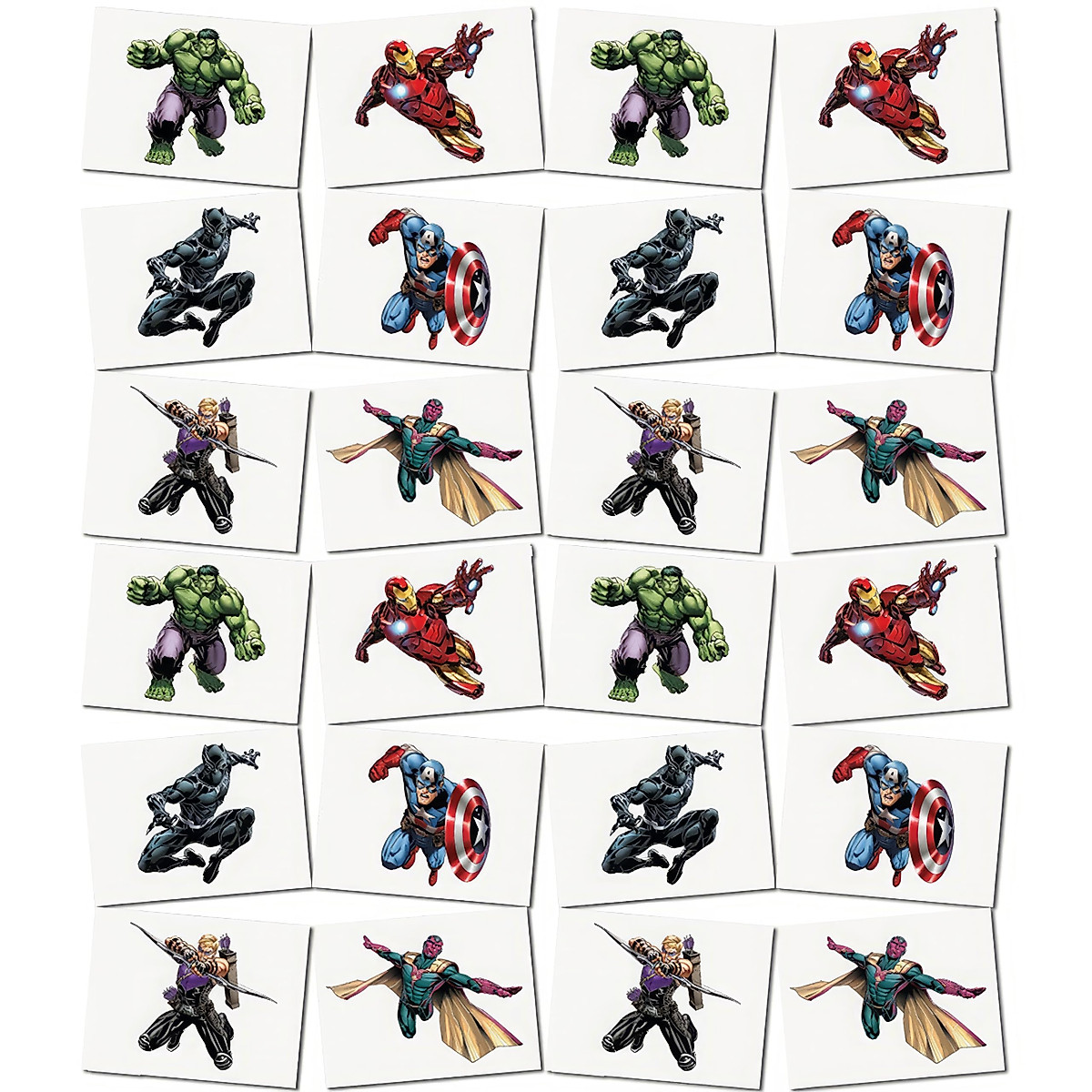 Avengers Temporary Tattoos - Assorted, 24 Pcs