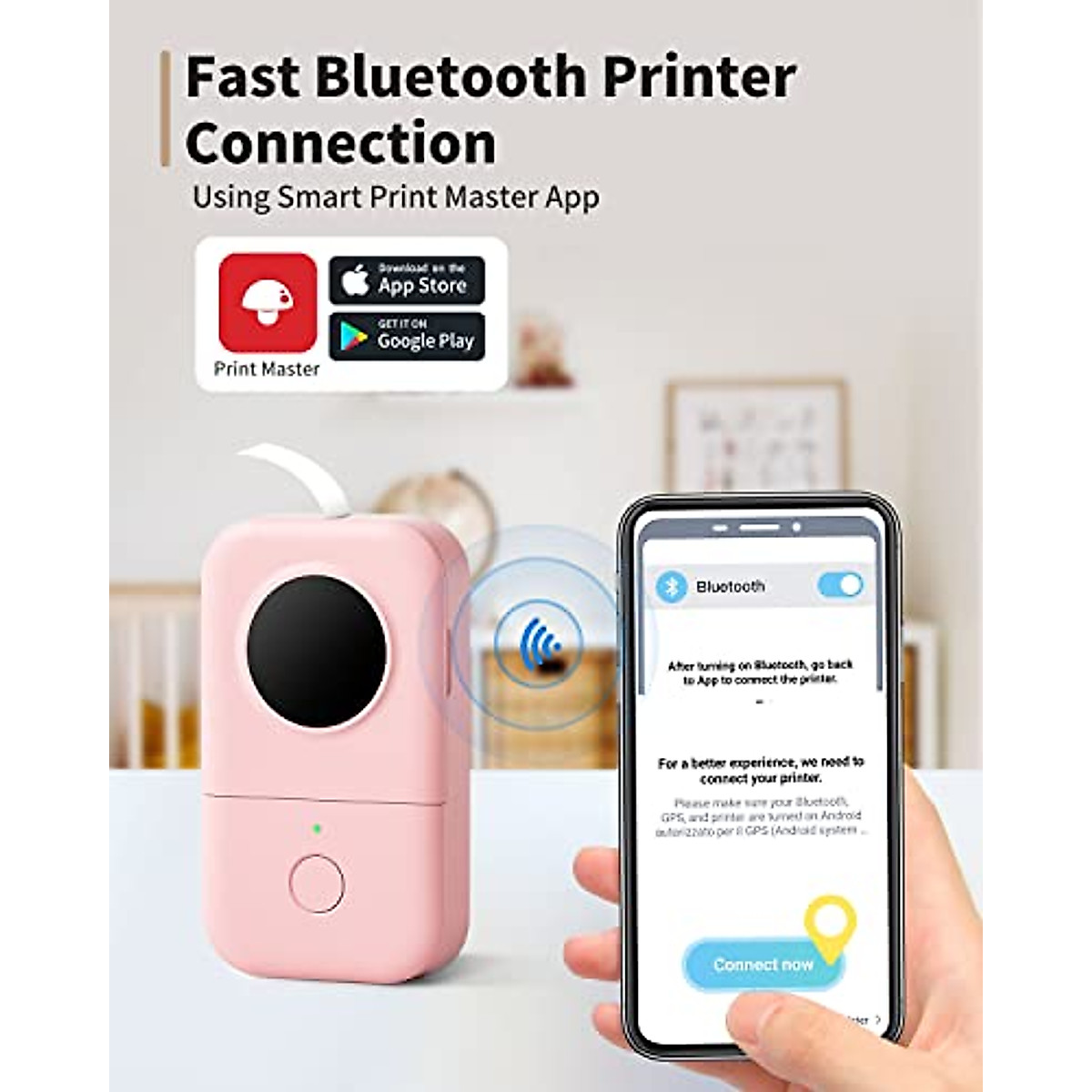 Phomemo Label Printer, D30 Mini Label Maker Machine with Tape, Phone Label Makers,Bluetooth Connection,Home Office School Organization,Gift for Men,Woman (USB Rechargeable)-Pink