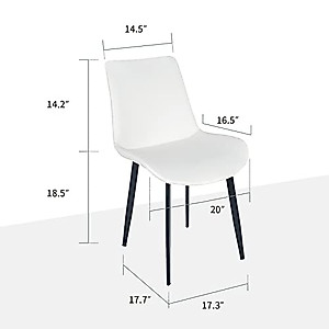 Miereirl Dining Chairs Set of 4 with PU Cushion Mid Century Modern Metel Legs for Indoor Kitchen & Dining Room Chairs Comfortable Chairs Suitable for Home Coffee White