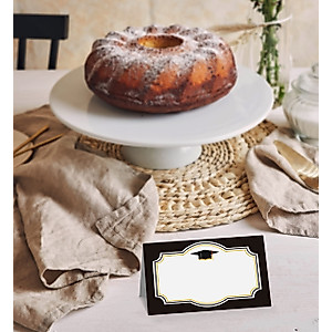 Table Place Card for Graduation Party, 25 Pcs Small Tent Cards Set with Gold Balloons and Graduation Cap Design, Elegant Name Cards Food Lables, Graduation Party Decorations 2022 Supplies(06)