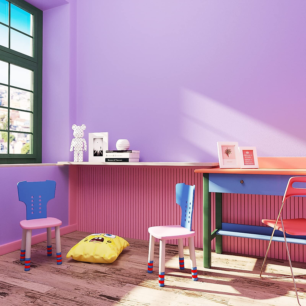 YENHOME Purple Peel and Stick Wallpaper Removable Purple Wallpaper for Bedroom Wall Paper Rolls Purple Contact Paper Peel and Stick for Cabinets Walls Drawer 17.7"x80" Matte Self Adhesive Wallpaper