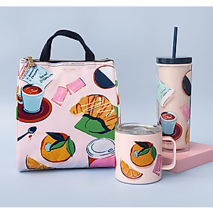 Kate Spade New York Cute Lunch Bag for Women, Large Capacity Lunch Tote, Adult Lunch Box with Silver Thermal Insulated Interior Lining and Storage Pocket, Rise and Shine