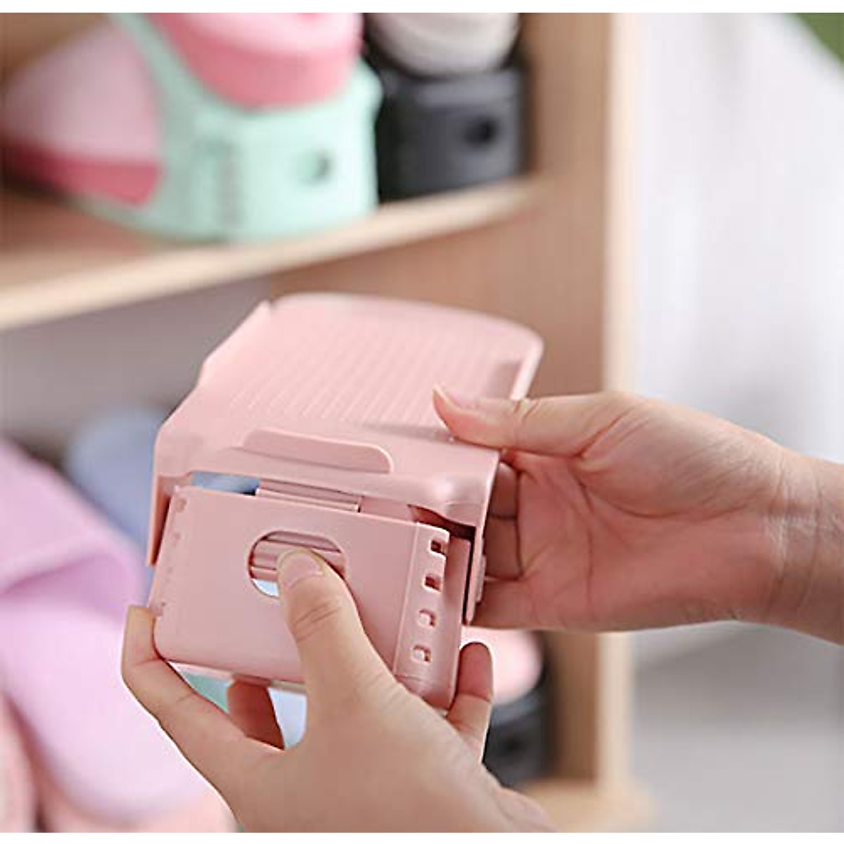 RISETEX Shoe Slots Organizer 20 Pack- Shoe Stacker - Increase Space by 200%,4 Levels Adjustable Double Layer Stackable Shoe Rack,Storage Shoe Organizer Holder for Closet Organization