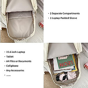 BILIPOPX Kawaii Backpack with Cute Accessories Aesthetic 15.6 Inch Laptop Backpack Pendant (White)