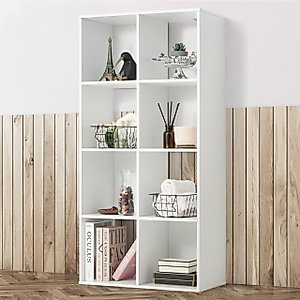 Fencer Wire 11-Inch Cube Storage Organizer Shelf w/Back, with Exterior Edge, Room Storage Shelves Divider, Bookcase, 6-Cube / 8-Cube / 9-Cube, Colors Available in Rustic Grey Oak and White