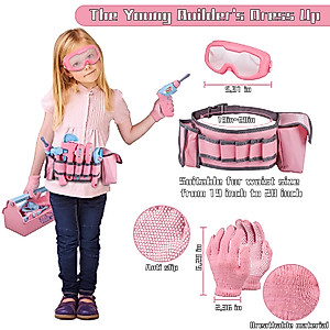 Kids Tool Set, 48PCS Toddler Tool Set with Electronic Toy Drill & Kids Tape Measure,Pretend Play Construction Toys Costume with Kids Tool Belt & Gloves,Toy Tools Box for Girl Boy Ages 3-8