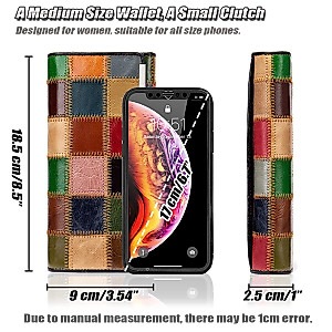 Karoukee Womens Patchwork Genuine Leather Wallet Fancy Colorful Large Capacity Phone Clutch Credit Card Holder Kiss Lock Coin Purse