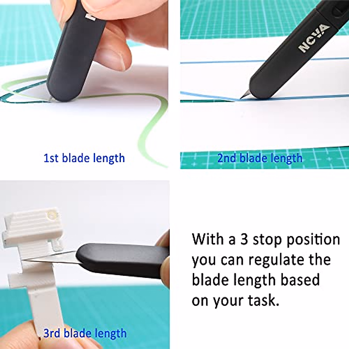 Nova Precision Craft & Hobby Knife, Premium Safety Cutter for Trimming, Vinyl Weeding and Art, Innovative Flat Design for a Better Use, Retractable #11 Fine Point Blade, Super Slim and Safe