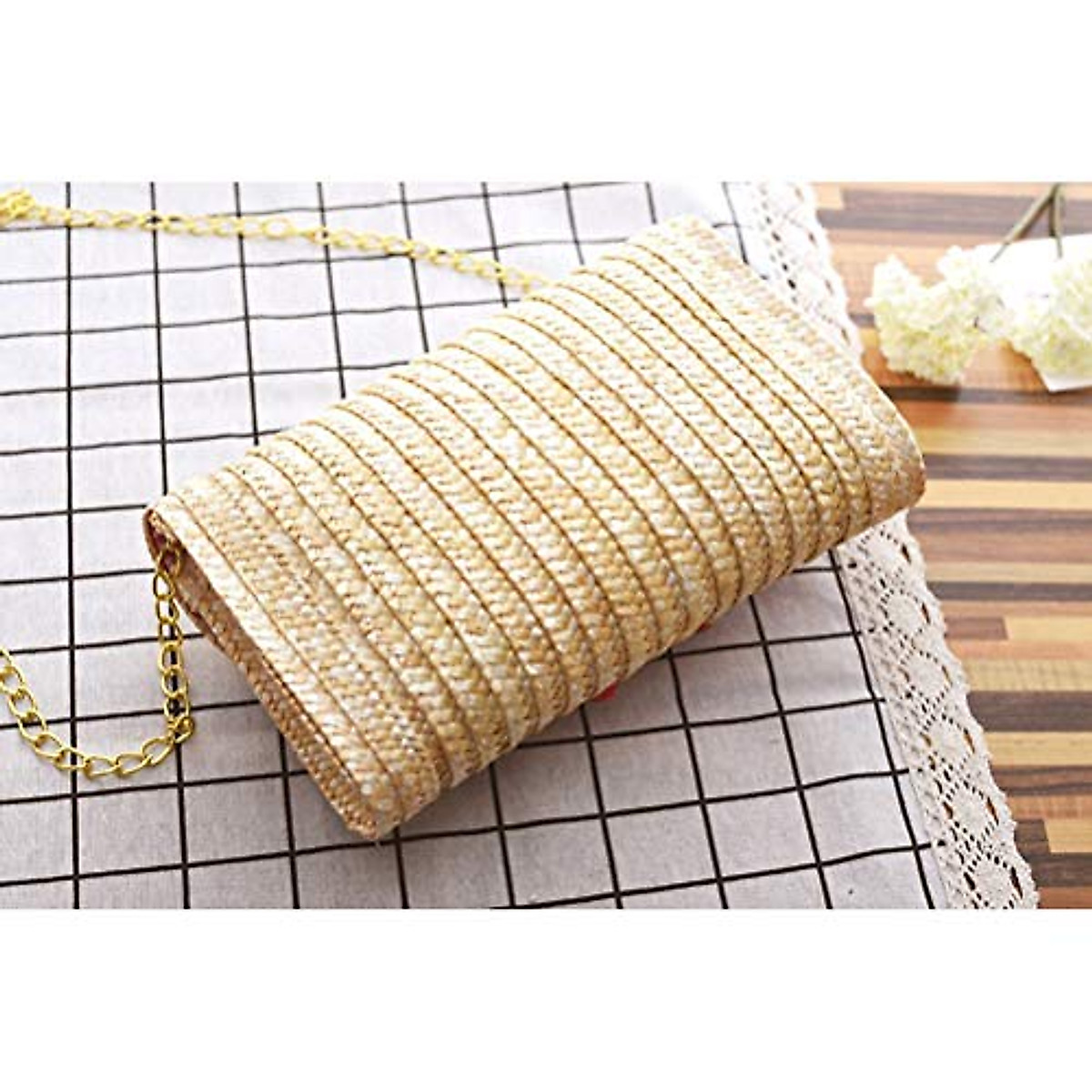 TENDYCOCO Crossbody Bag Straw Bag Shoulder Bag Cherry Print Summer Beach Cute for Women