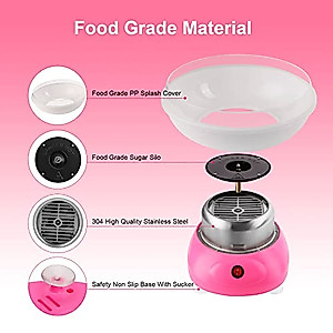 Cotton Candy Machine, 500W Portable Cotton Candy Makers for Kids Birthday Family Party Christmas Gift, Small Hard & Sugar-Free Candy Floss Making Machine with 20 Marshmallow Sticks and Sugar Scoop