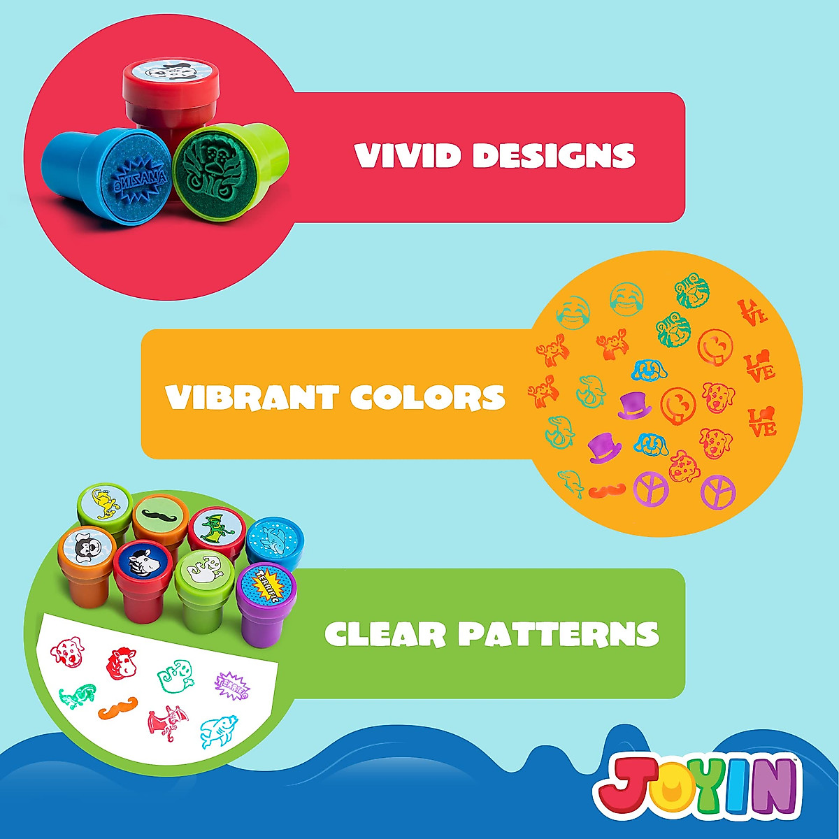 JOYIN 100PCS Assorted Stamps for Kids Self-Ink Stamps for Party Favor, Teacher Stamps, Kids Treasure Box, Prize for Classroom, Easter Egg Stuffers (50 Designs, Dinosaur, Halloween Stampers)