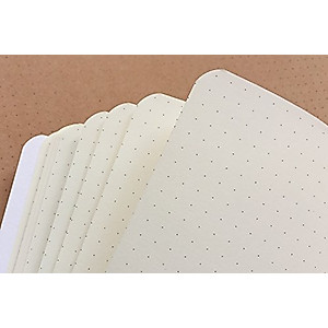 newestor Set of 3 A5 Dotted Notebook/Travel Journal - 5.5 x 8.25 Dot Grid Paper for Bullet Notes Journaling, Total 120 Sheets/240 Pages, Black/White/Kraft Brown Cover