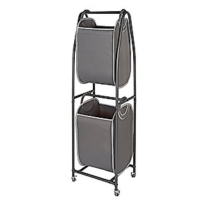 Neatfreak - 2 Tier Laundry Sorter - Laundry Hamper With Wheels & 2 x Laundry Basket Tote Bags For Dirty Clothes, Towels, Blankets, Bathroom Storage & Laundry Room Organization