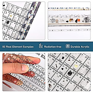 Real Periodic Table of Elements, Acrylic Periodic Table with Real Elements Inside, Chemical Element Periodic Table Display with 83 Samples, Wireless Colorful Light Base, Gift for Student and Teachers