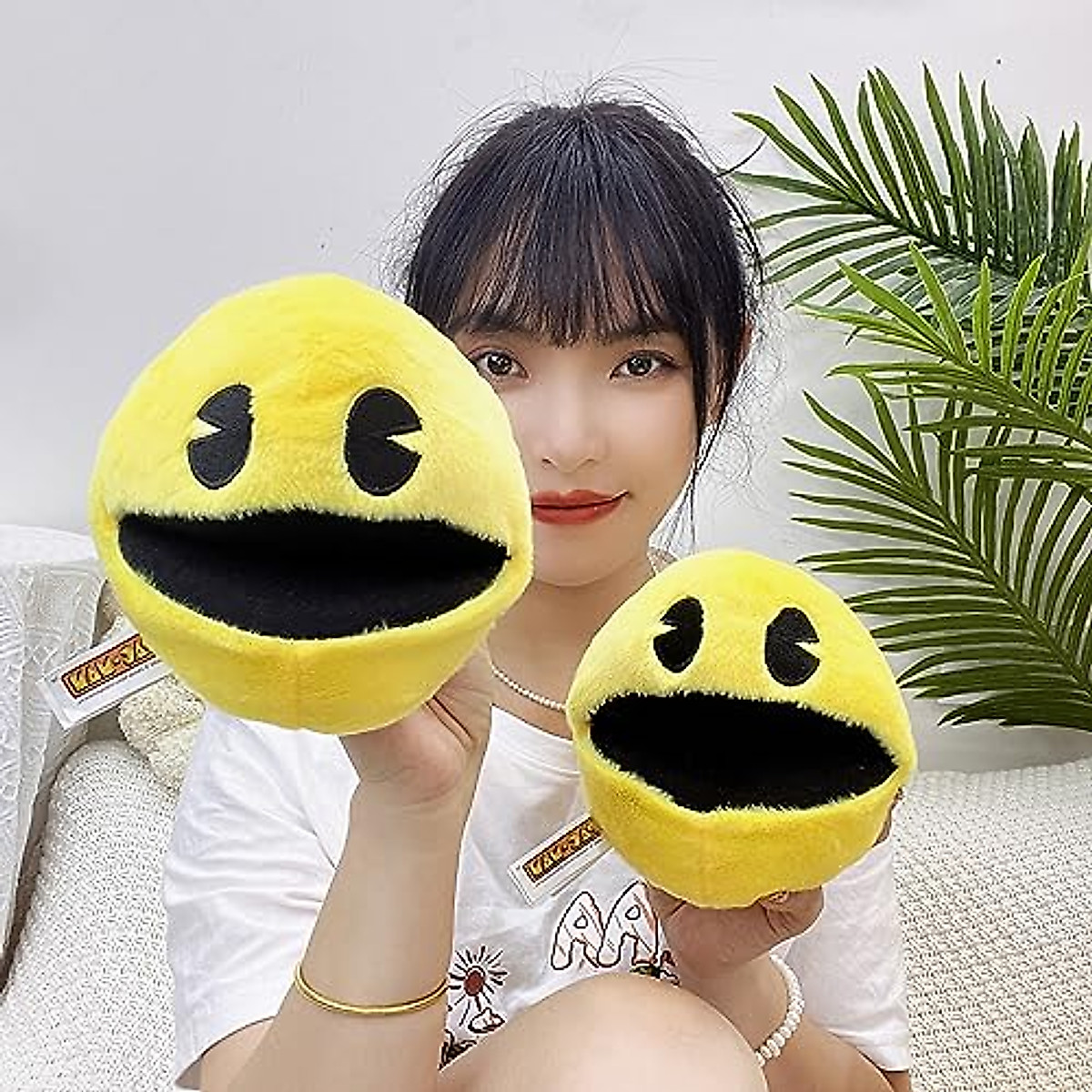 WjcnPac-Man 6" pacn Game Man Plush Toys Yellow Portable Plush Stuffed Toy Ghost Stuffed Animal Suitable for Party Decoration Suitable for Festivals/Birthday Gifts