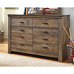 Signature Design by Ashley Trinell Rustic Youth 6 Drawer Children's Dresser with Nailhead Trim, Warm Brown